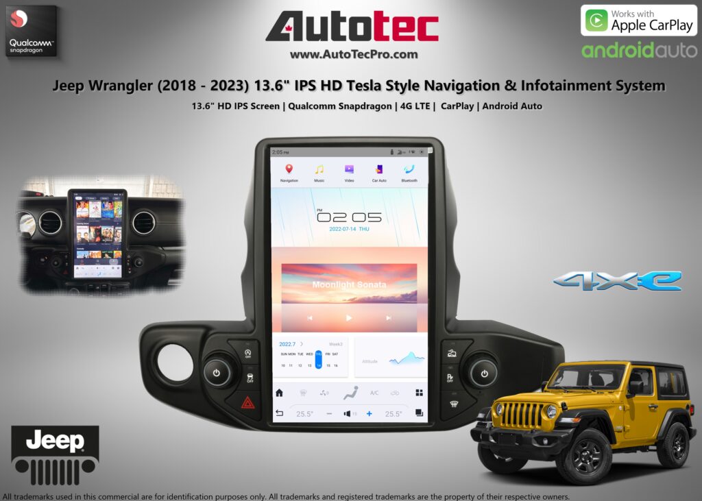 Jeep Wrangler (2018 – 2023) 13.6″ IPS HD Touch-Screen Navigation ...