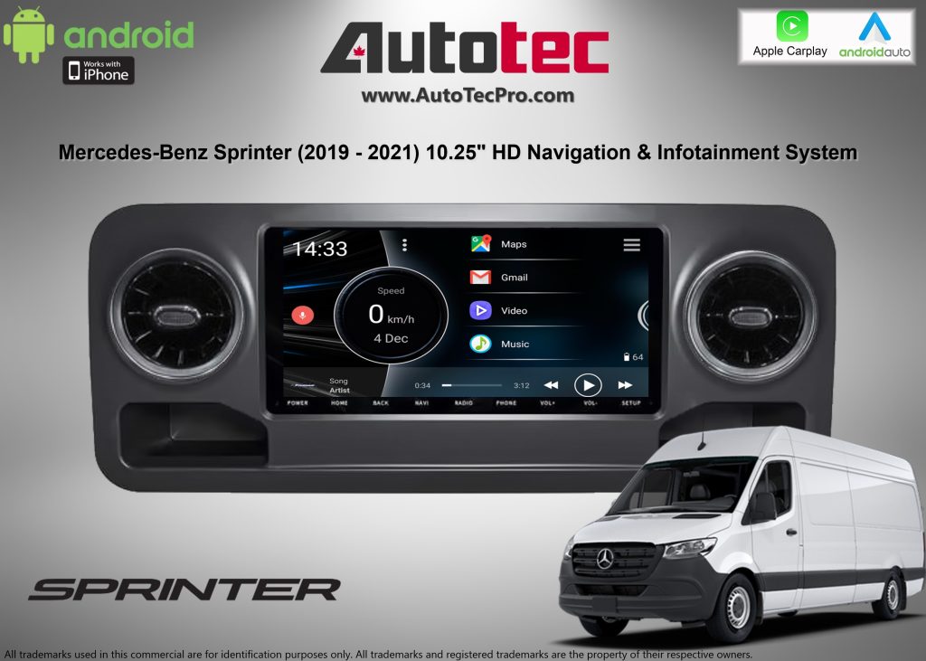 Mercedes-Benz Sprinter (2019 – 2024) Direct-Fit 10.25″ HD Touch-Screen ...