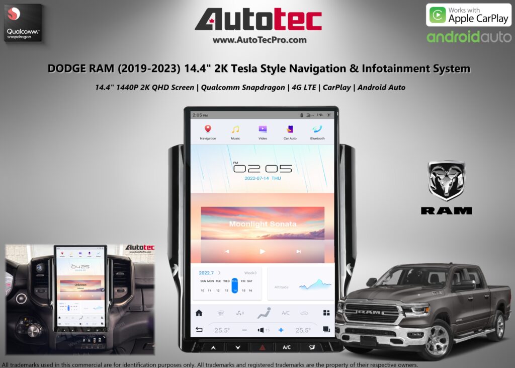 Dodge RAM (2019 – 2024) 14.4″ IPS QHD 2K Touch-Screen Android ...