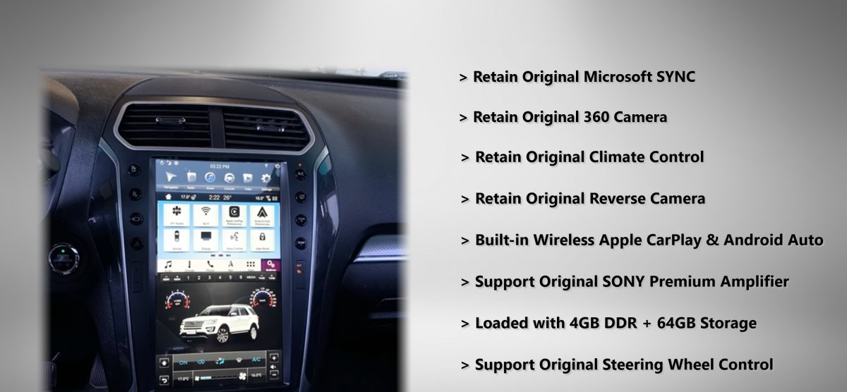 Ford Explorer (2011 – 2019) 14.4″ IPS QHD 2K Touch-Screen Android ...