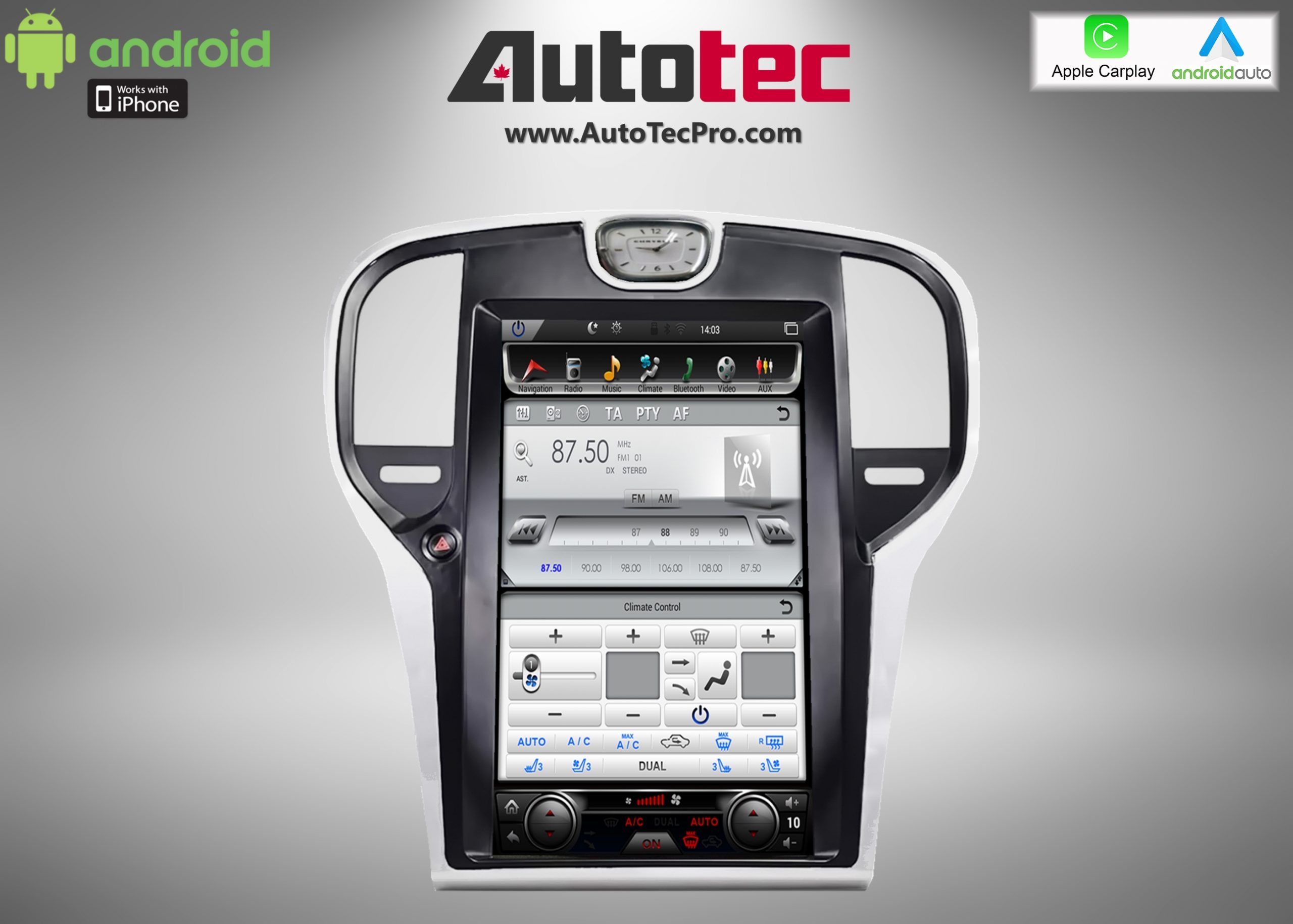 Chrysler 300 300C (2011 – 2020) 13.3″ IPS HD Touch-Screen Android ...