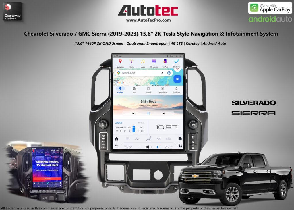 Chevrolet Silverado / GMC Sierra (2019 – 2025) 15.6″ IPS QHD 2K Touch ...
